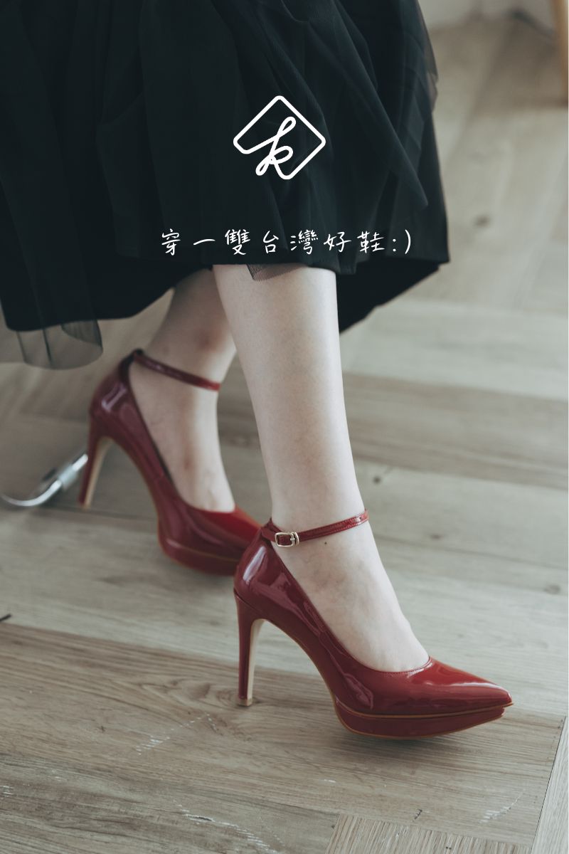 Lumière光之韻∥11cm超穩跟繫帶高跟鞋∥漆皮紅 - 凱茲好鞋好設計｜Keizu Shoes